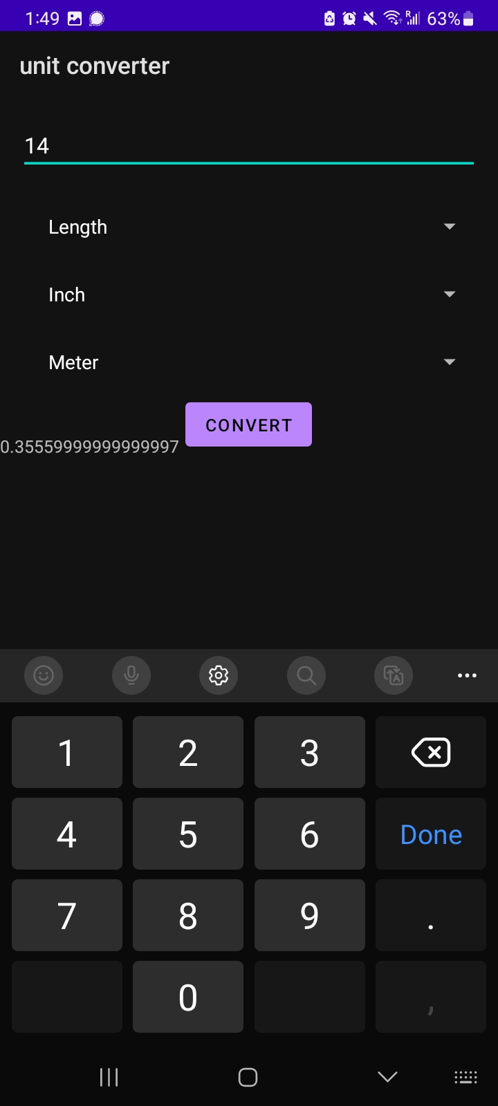 Android unit converter
